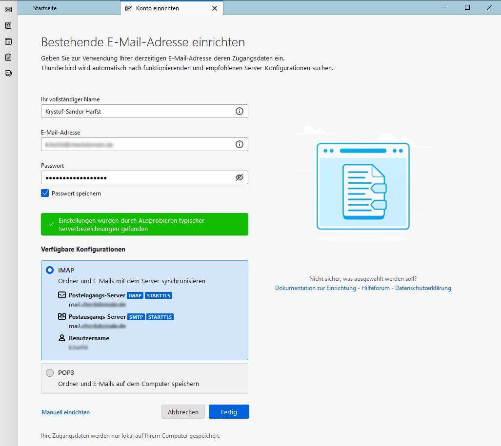 E-Mail-Konto in Thunderbird einrichten