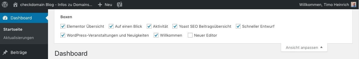 WordPress Tutorial - Das WordPress Dashboard erklärt - dogado.de