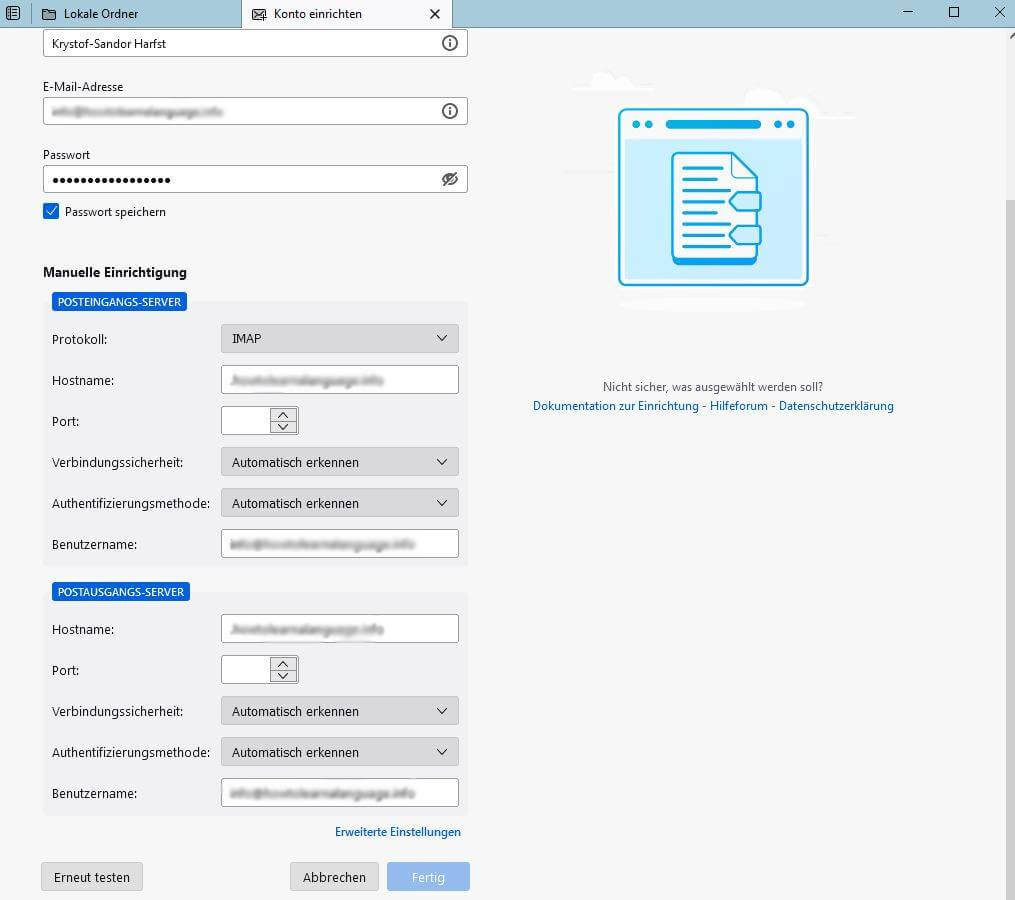 E-Mail-Konto in Thunderbird einrichten